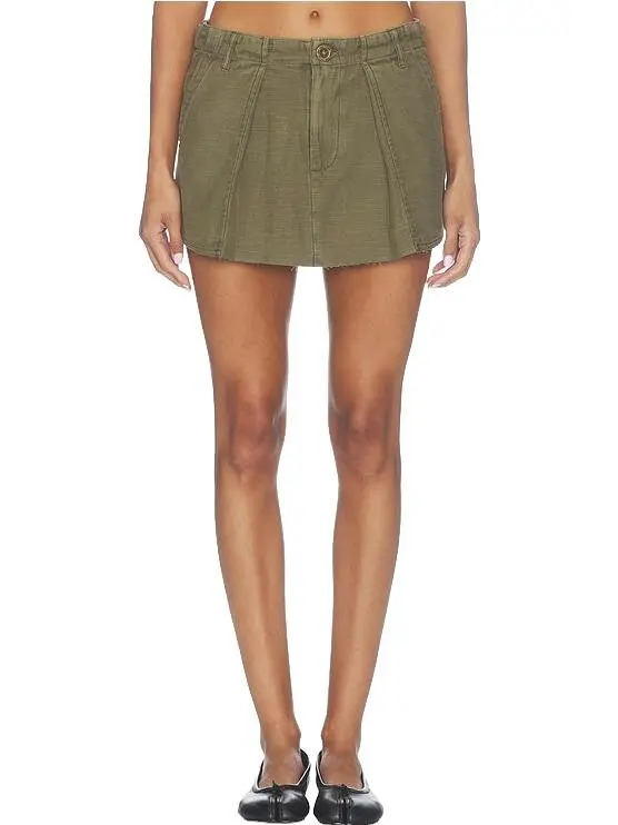 Free People Riverfront Surplus Mini Skirt In Green - Beech Leaves