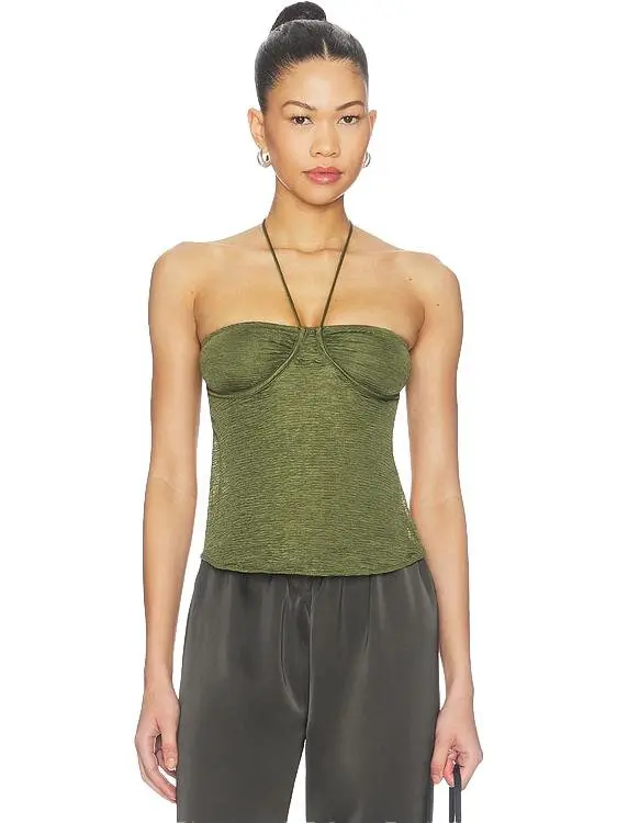 Free People Evening Out Halter Top In Green - Capulet Olive