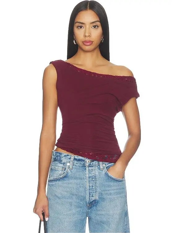 Free People Emma Twofer Top In Burgundy - Zinvandel