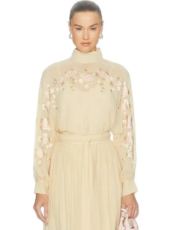Zimmermann Valiant Embroidered Blouse - Cream