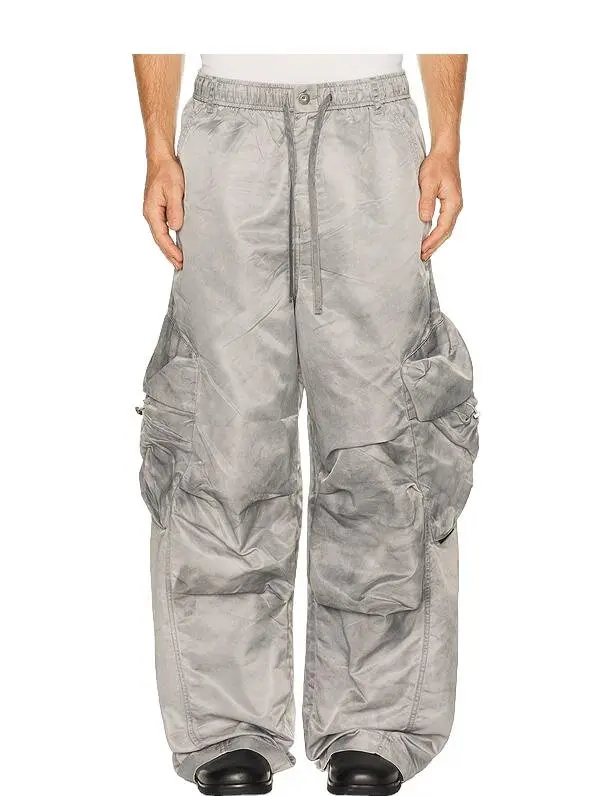 FENG CHEN WANG Sand Washed Nylon Cargo Pants - Grey