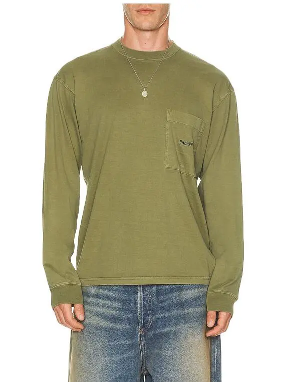 HUF 89 Heavyweight Long Sleeve Tee In Green - Olive