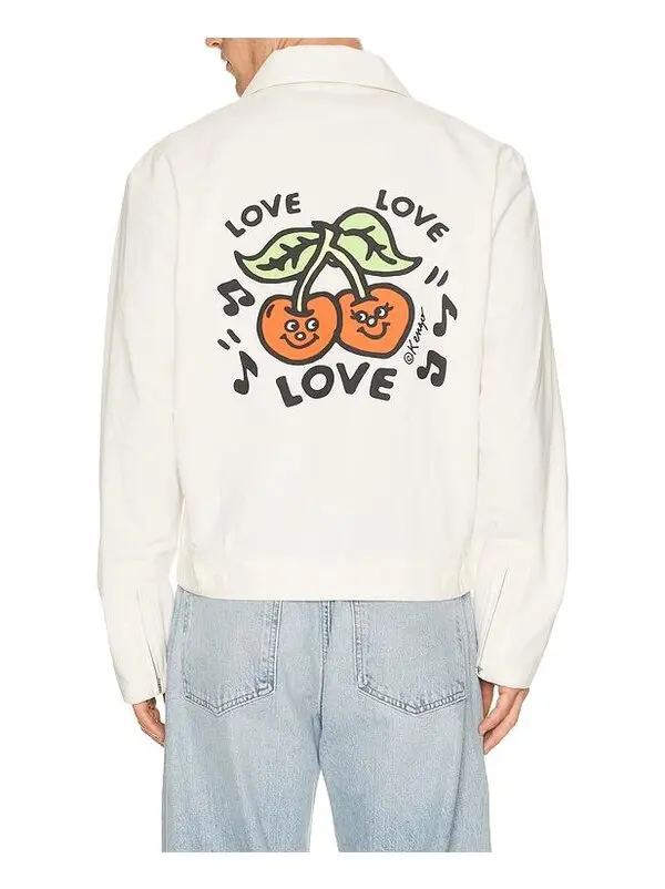 Kenzo Loves Zipped Coach Jacket In Cream - Ecru