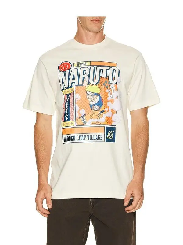 BIOWORLD Naruto Hidden Leaf Village Tee In Cream - Natural