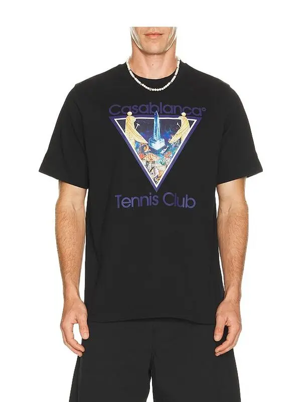 Casablanca Monde Perdu Tennis Club Icon Printed Classic T-shirt - Black