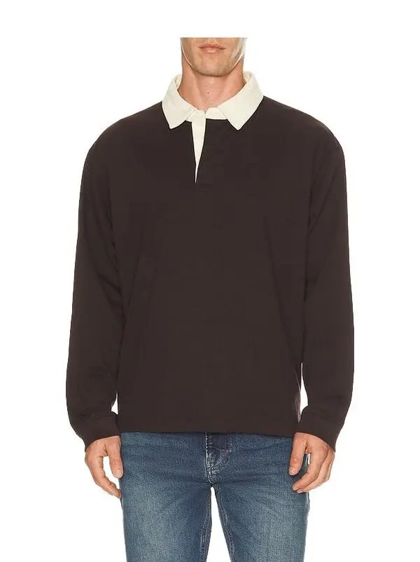 FRAME Rugby Polo Shirt In Brown - Deep Brown