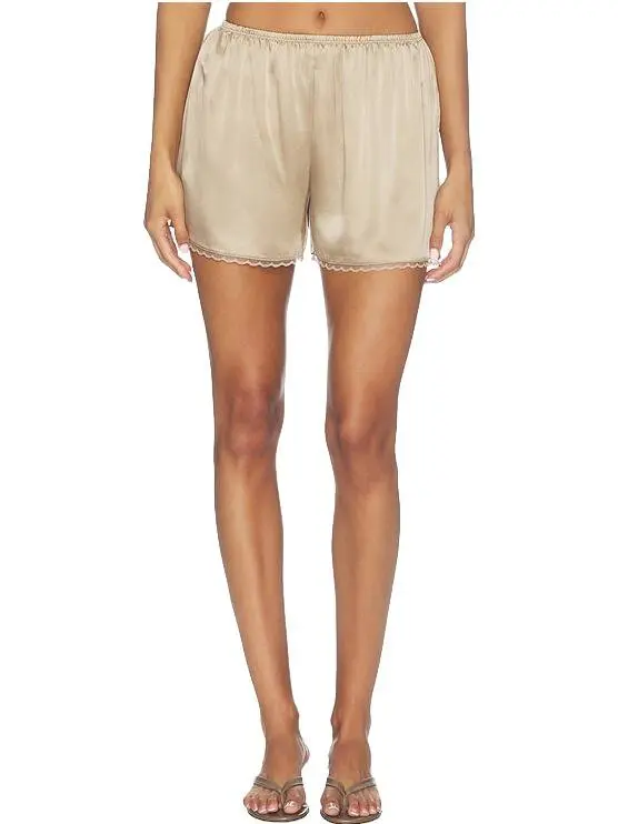 Donni. The Silk Lace Tap Short In Taupe - Shitake