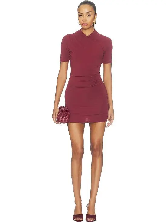 SNDYS. Hart Mini Dress In Burgundy - Ruby
