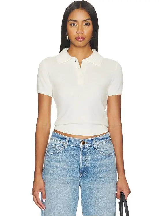 Simkhai Twila Short Sleeve Polo - Ivory
