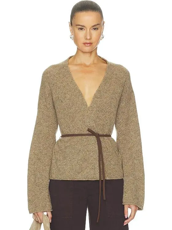 Velvet By Graham & Spencer Alina Wrap Cardigen In Brown - Timber