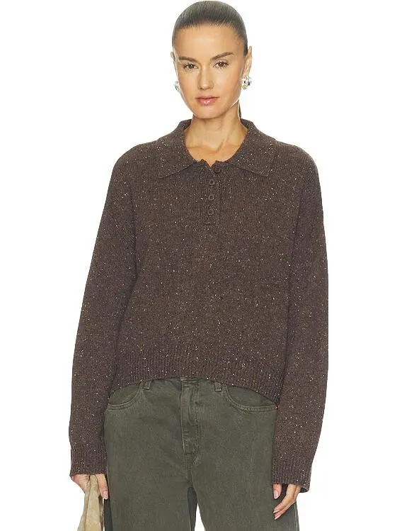 VIR VITA Frida Cashmere Polo In Brown - Oak