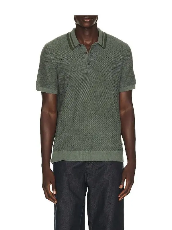 RHONE Fine Knit Sweater Polo In Green - Olive Shadow