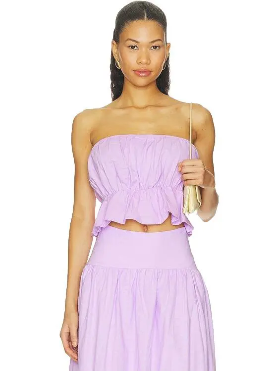 SNDYS. X Nesa Strapless Top In Lavender - Lilac