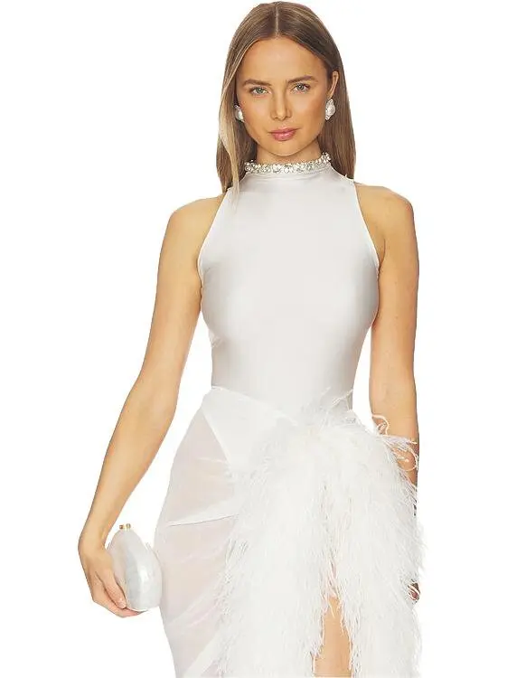 BRONX BANCO Gaia Mesh Bodysuit In White - Blanc