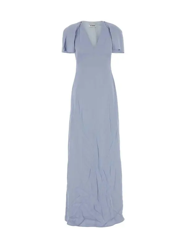 JIL SANDER Powder Viscose Long Dress - Blue