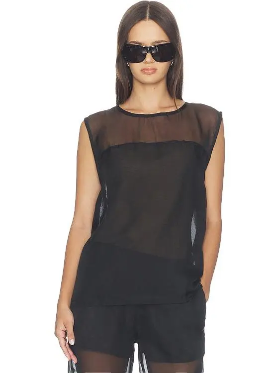 WeWoreWhat Sheer Boxy Tank Top - Black