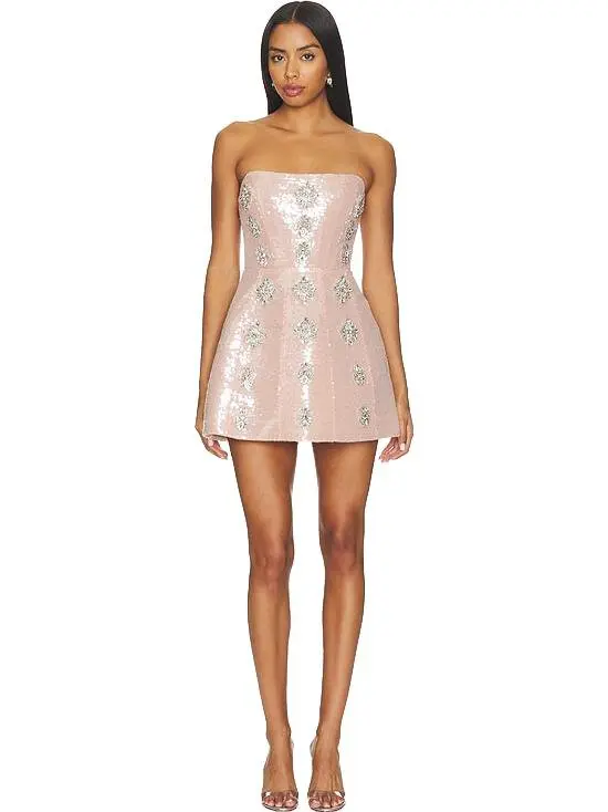 BRONX BANCO Diamond Embellished Maraya Mini Dress - Nude