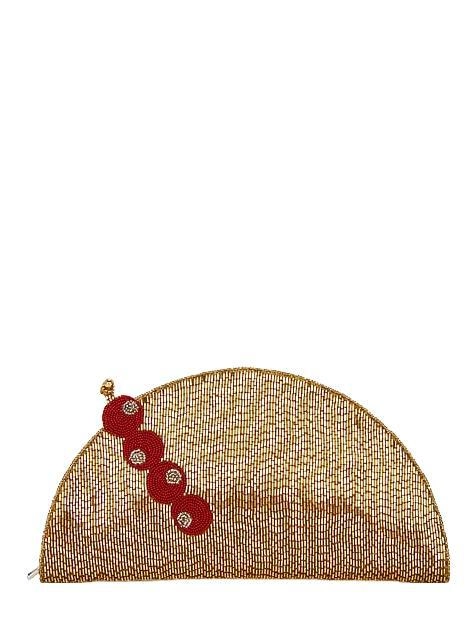 SIMONMILLER Beaded Lune Clutch In Metallic Gold - Old Fashioned