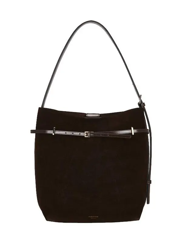 VERAFIED X X Suede Belted Tote Bag In Brown - Espresso