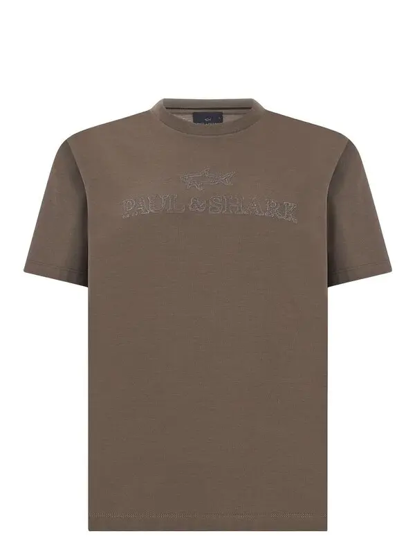 Paul & Shark Aqua Touch Cotton T-shirt With Logo Embroidery - Pepper