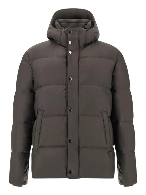 Paul & Shark Down Jacket With Leather Details - Coffe