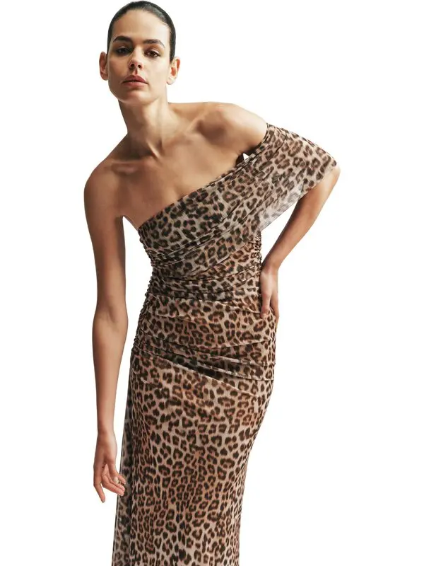 Bardot Calia Printed Mesh Maxi Dress - B Leopard