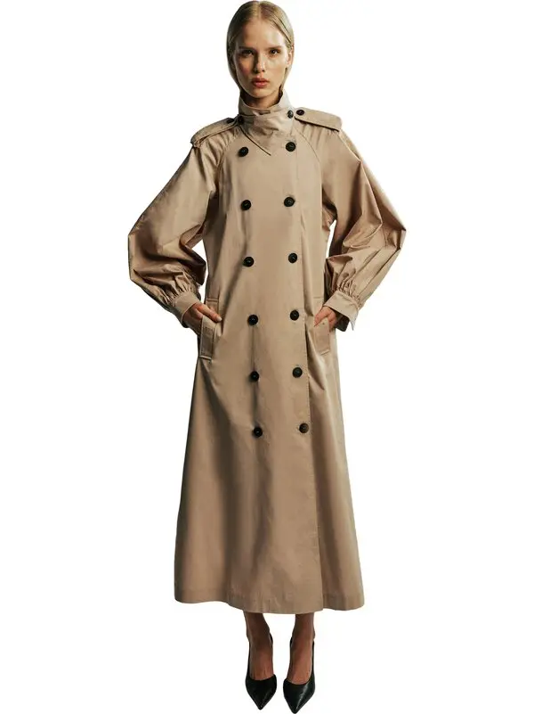 Bardot Sorelle Longline Trench Coat - Latte