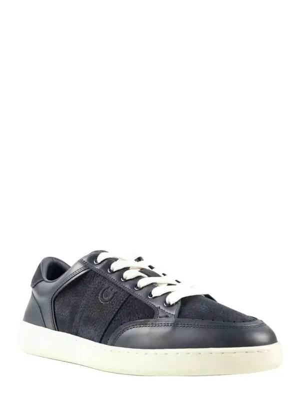 FERRAGAMO Gancini Panelled Leather Sneakers - Blue
