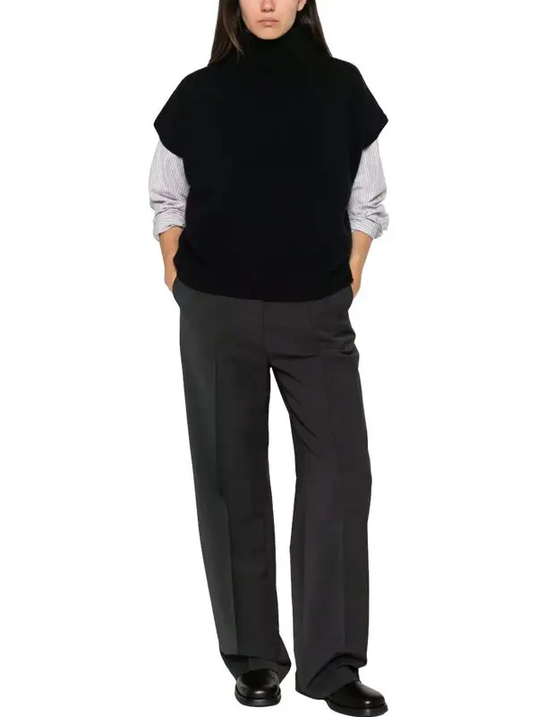 NICHOLSON & NICHOLSON Puff Ribbed-collar Sleeveless Sweater - Black