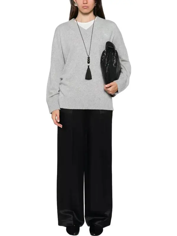 Liviana Conti V-neck Knitted Sweater - Grey