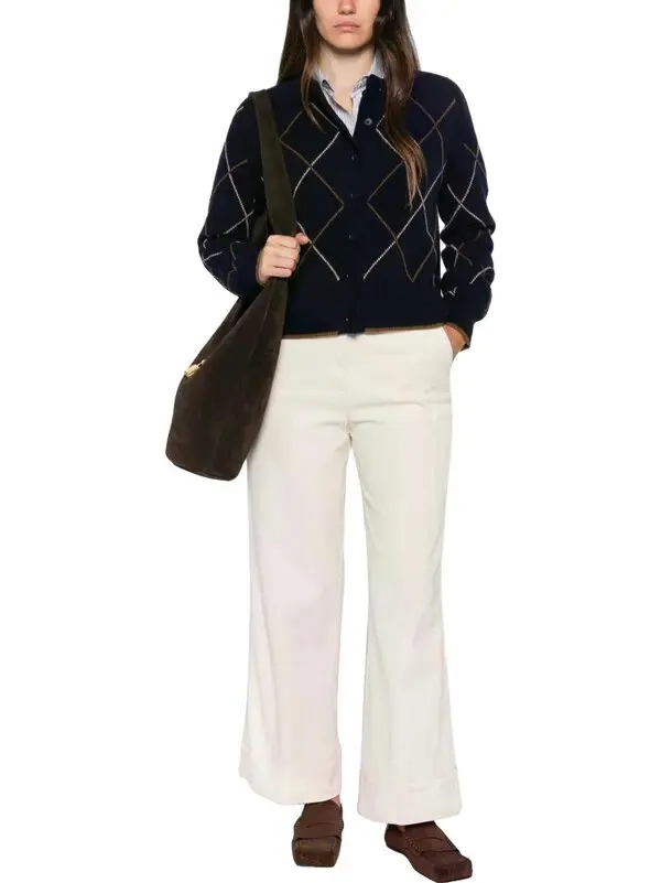 MOISMONT Argyle-pattern Cardigan - Blue