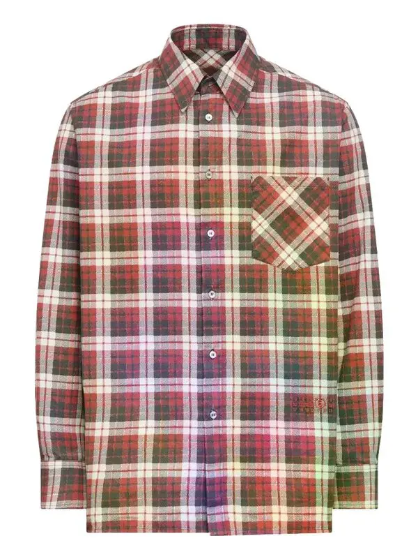 MAISON MARGIELA Logo-embroidered Checked Shirt - Red