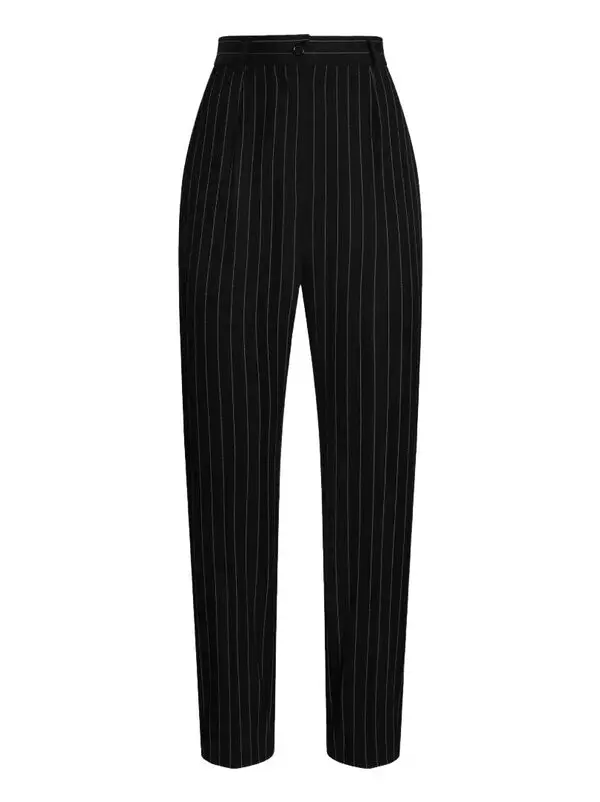 Dolce & Gabbana Pinstripe Wool Trousers - Black