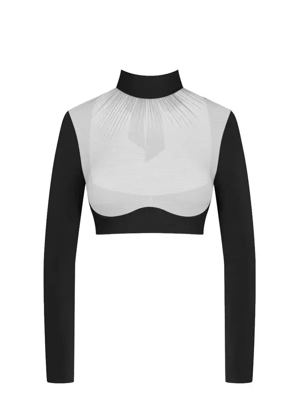 SCANDALE Nuit Fauve Tulle-panelled Top - Black