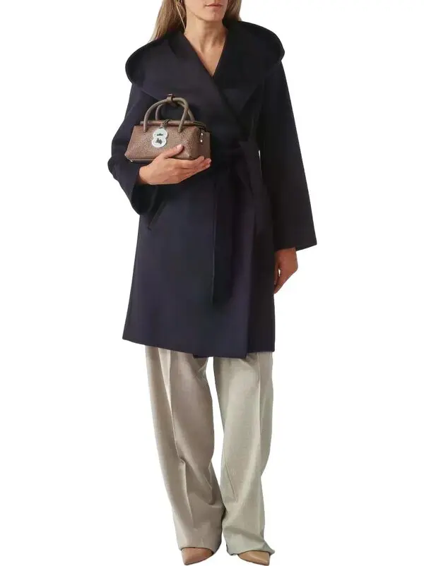 Max Mara Hooded Belted Coat - Blue