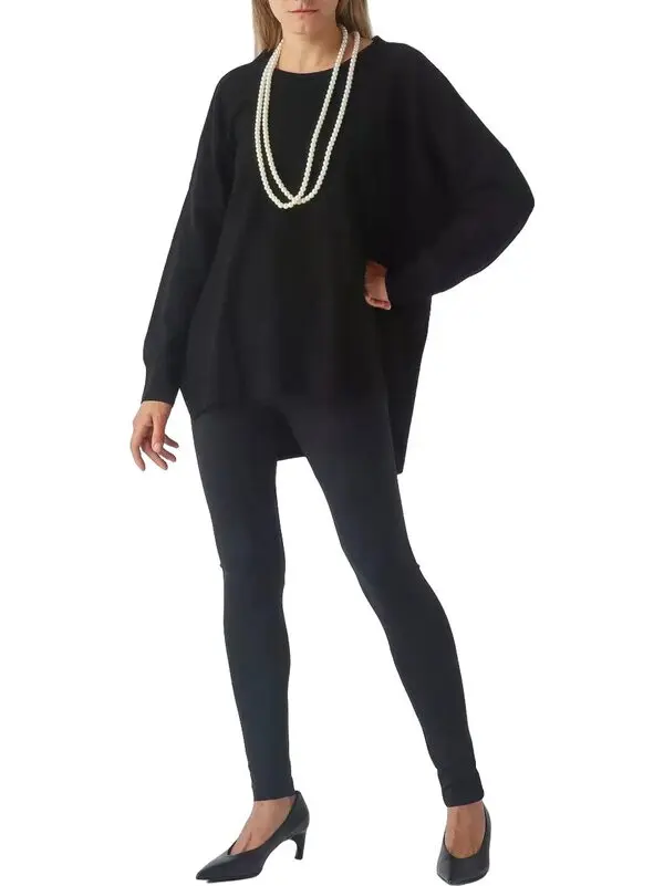 MEIMEIJ Stepped-hem Boat-neck Sweater - Black
