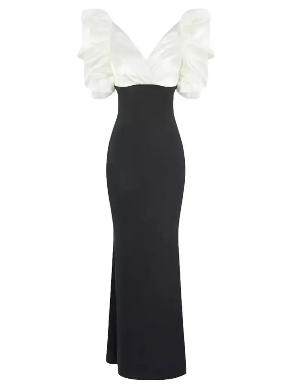 Elisabetta Franchi Red Carpet Dress In Lightweight Crêpe And Gazar Fabrics - Black