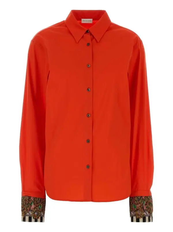 Dries Van Noten Coral Stretch Poplin Chloris Shirt - Red