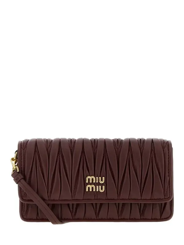 Miu Miu Burgundy Nappa Leather Mini Crossbody Bag - Red