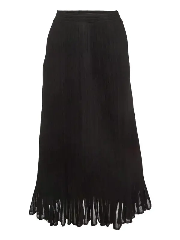 Maje Rib-knit Peplum-hem Midi Skirt - Black