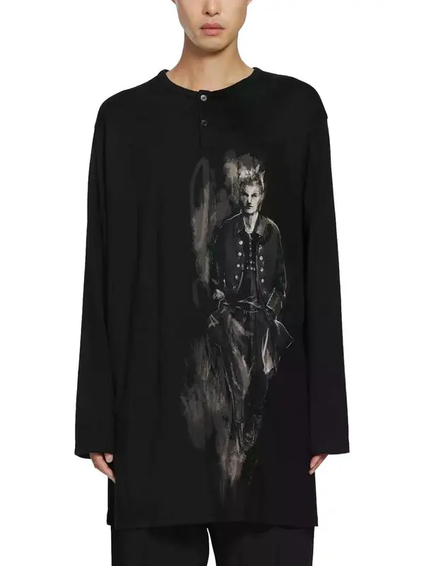 Yohji Yamamoto Graphic-print Long-sleeve T-shirt - Black