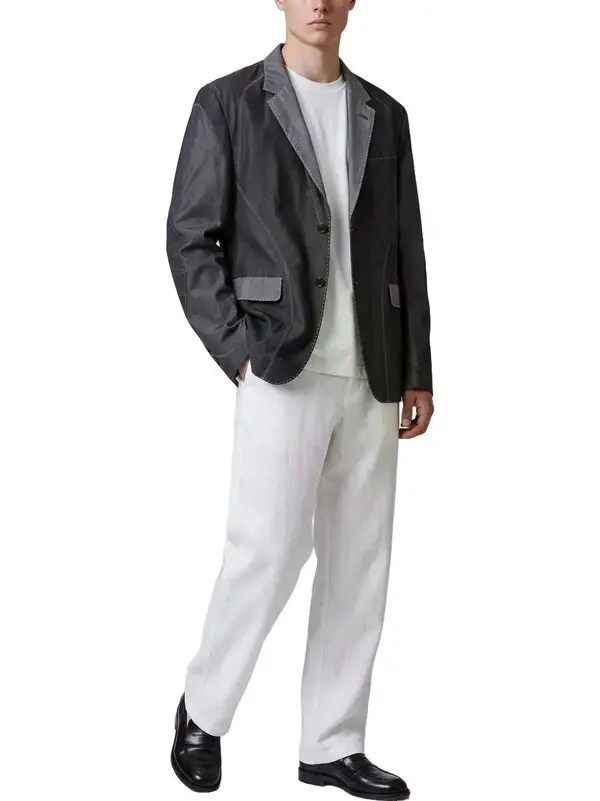 Junya Watanabe Contrast-lapel Topstitched Jacket - Grey