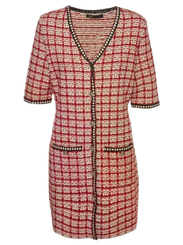 Maje Retalo Checked-pattern Mini Dress - Red