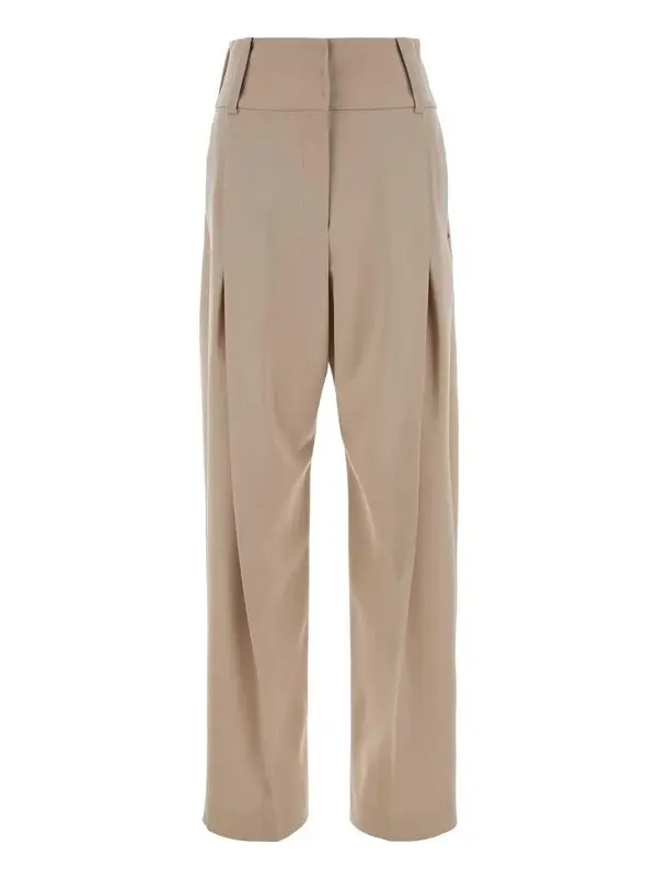 Sportmax Sand Stretch Wool Wide-leg Girino Pant - Brown