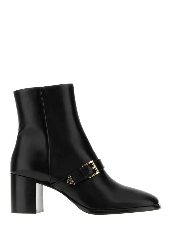 Prada Leather Ankle Boots - Black