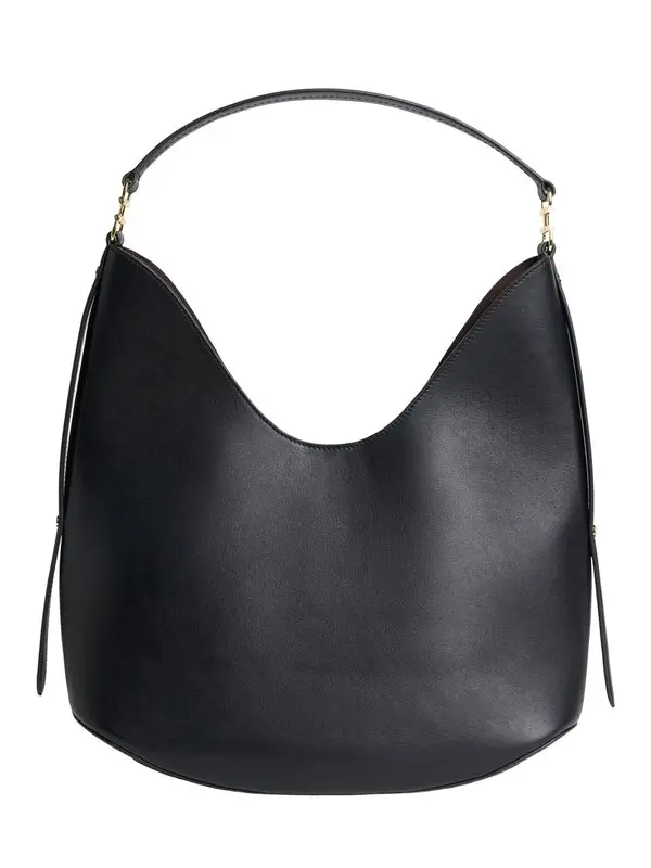 Harrods Medium Leather Penny Shoulder Bag - Black