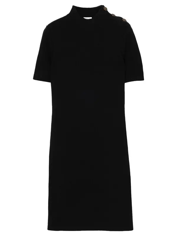 Burberry Cashmere-blend Rib-knit Midi Dress - Black