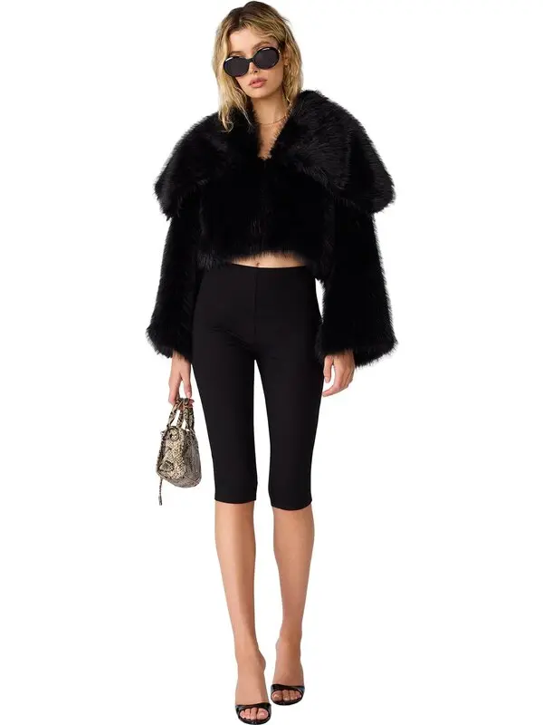 Steve Madden Amallia Coat Cropped Jackets & Coats - Black