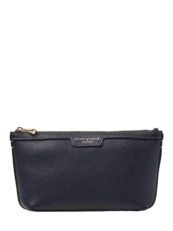 ASPINAL OF LONDON Hudson Small Pouch In Milled Pebble - Navy