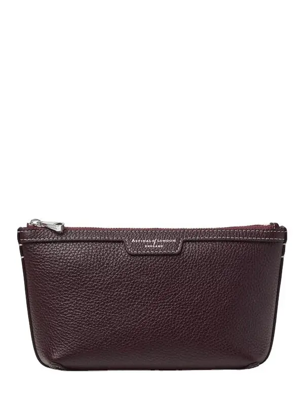 ASPINAL OF LONDON Hudson Small Pouch In Milled Pebble - Red